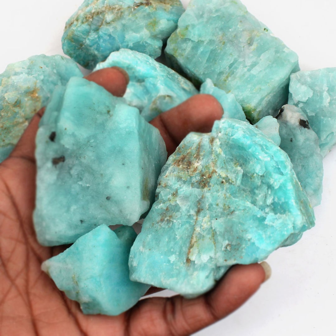 Natural Raw Amazonite Crystal From Peru, Rough Blue Green Gemstone ...