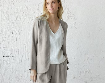 Women Linen Jacket CHLOE / Open Front Linen Cardigan / - Etsy