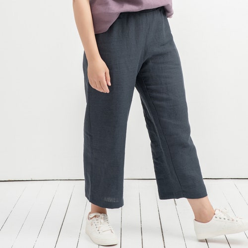 Linen Capri Pants Plus Size Pants Linen Palazzo Pants Wide - Etsy