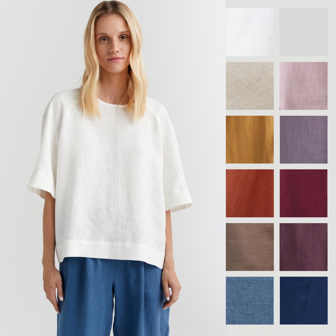 White Linen Shirt, Womens Clothing, Simple Linen Top, Hippie Clothes ...