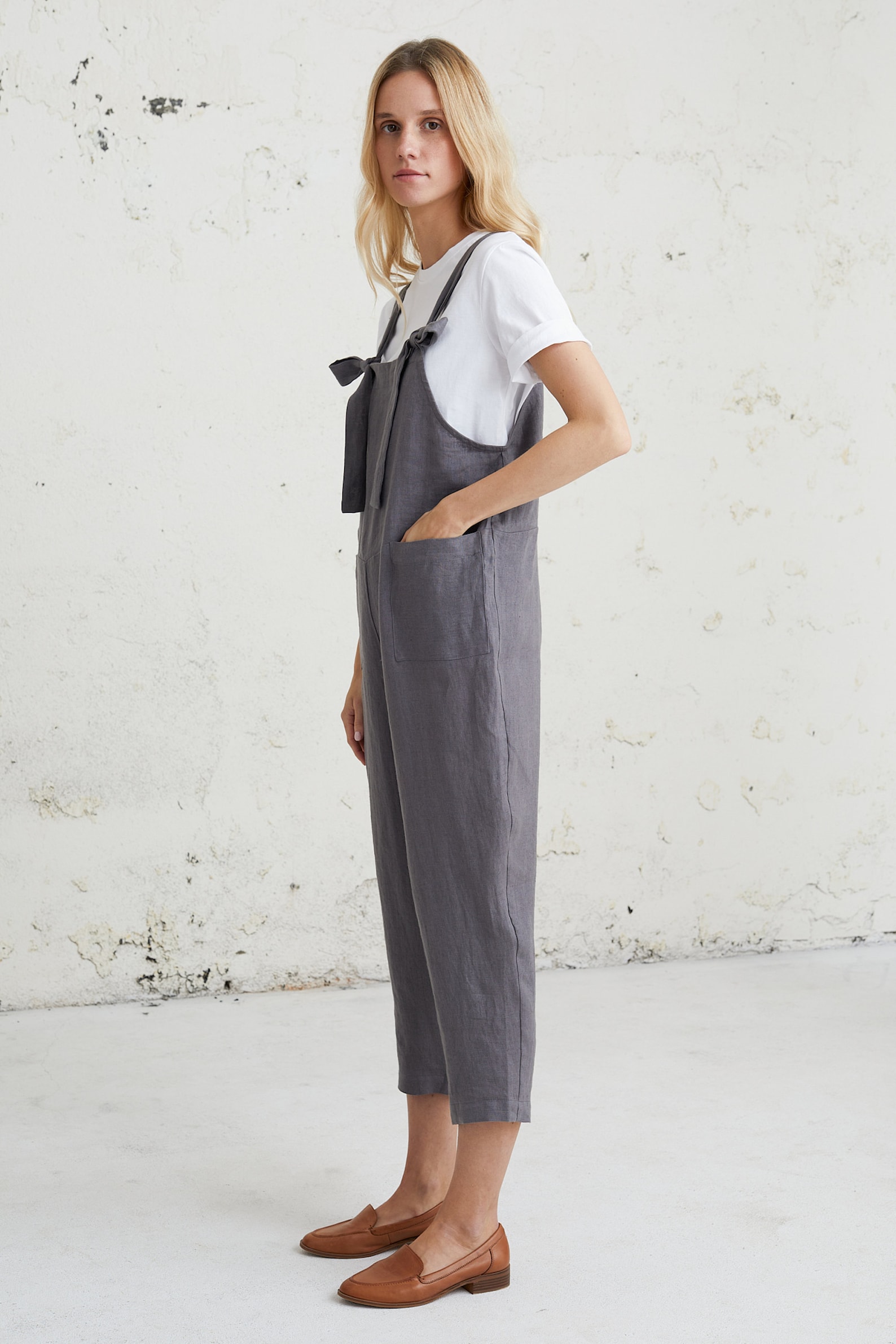 Terracotta Jumpsuit, Linen Dungarees, Farmhouse Jumpsuit, Casual ...