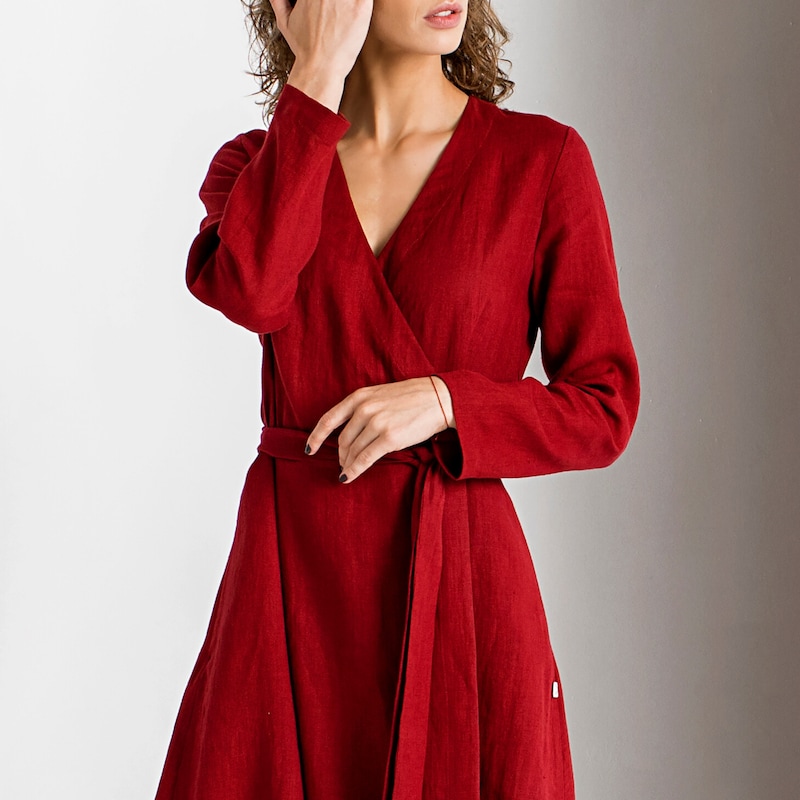 Red Linen Dress - Etsy