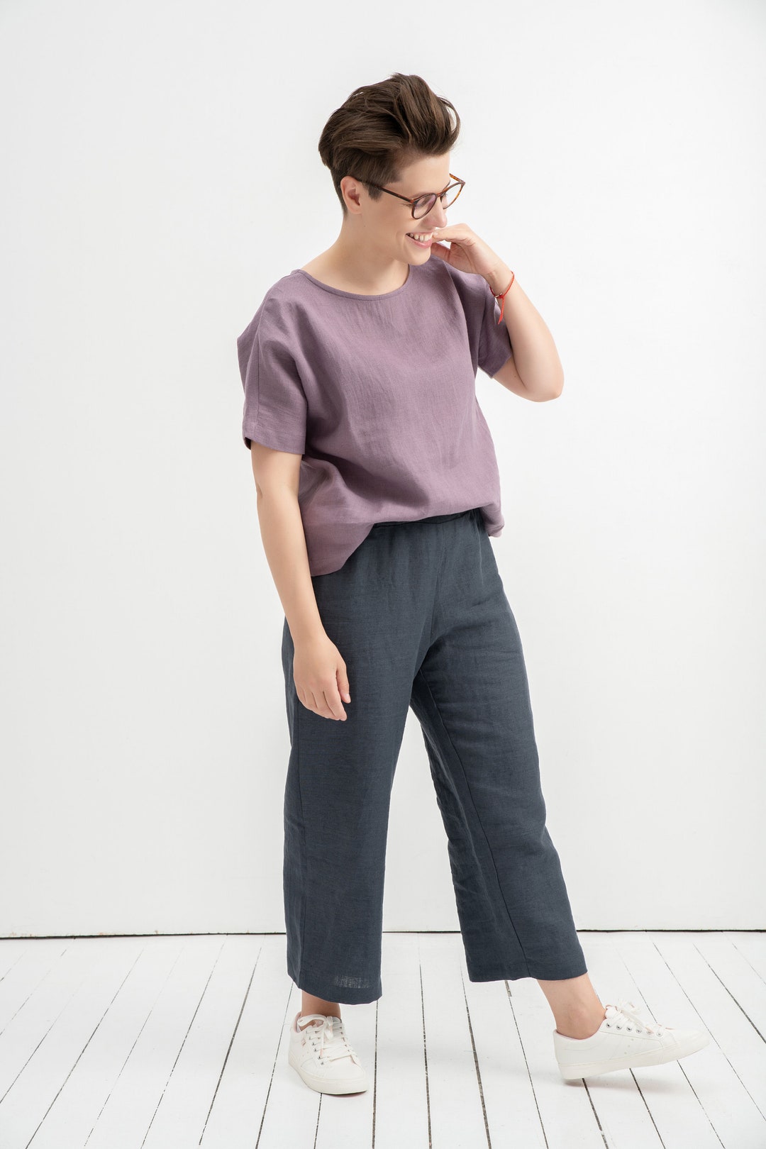 Linen Capri Pants, Plus Size Pants, Linen Palazzo Pants, Wide Leg Pants ...