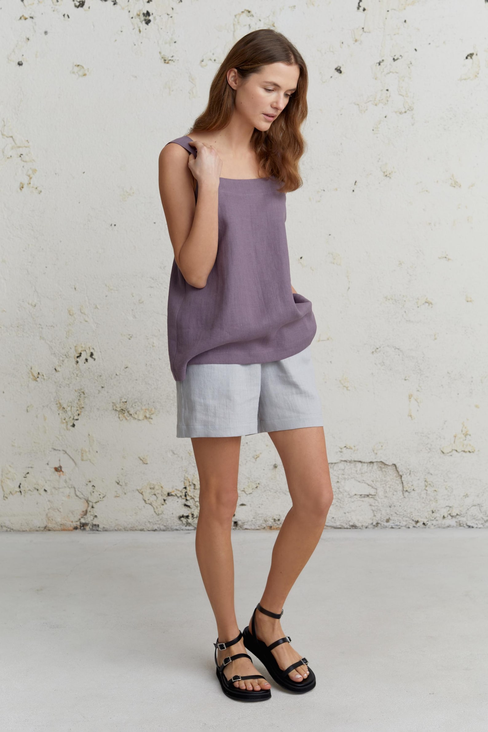 Square Linen Top, Purple Linen Top, Womens Clothing, Summer Style ...