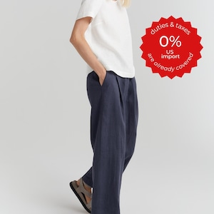 Terracotta Linen Pants, Rust Trousers, Linen Clothing, High Waist Pants ...