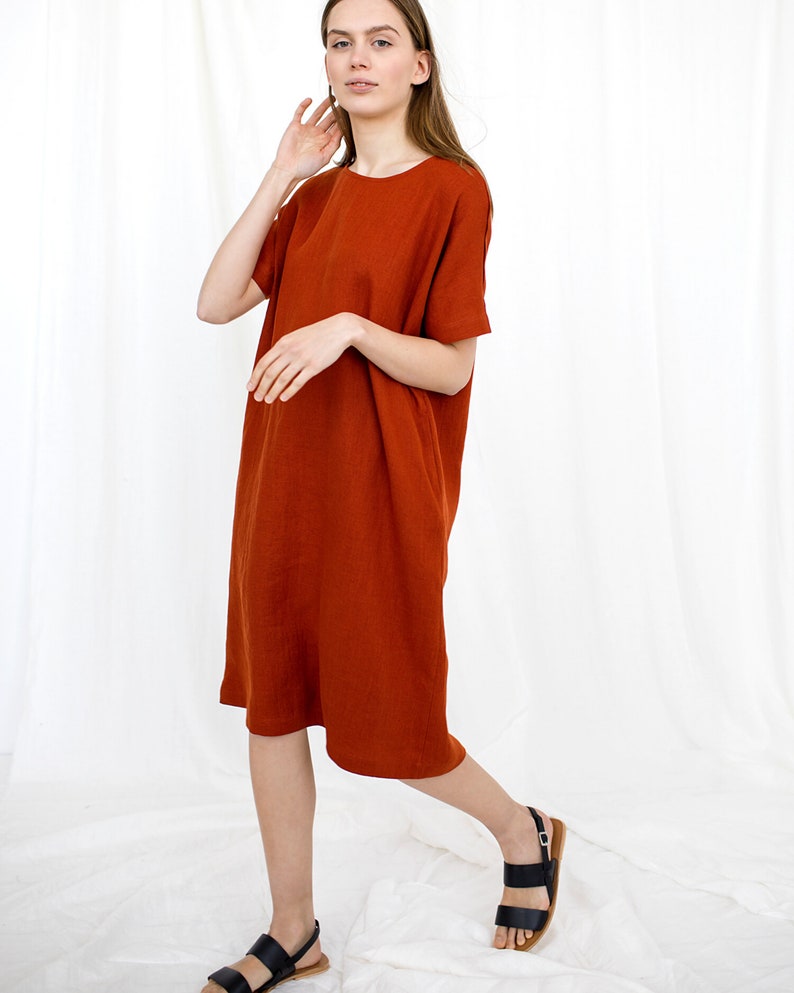 Red Linen Dress Loose Linen Dress Linen Clothing Plus Size - Etsy