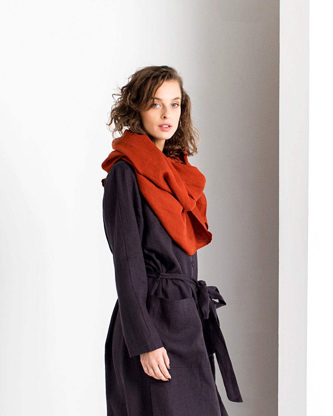 Lithuanian Linen Scarf, Pashmina Scarf, Red Neck Wrap, Linen ...