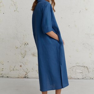Blue Linen Midi Dress, Summer Style, Linen Clothing, Womens Clothing ...