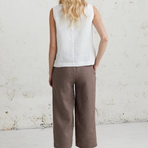 Casual White Top, Linen Clothing, Minimalist Tank, Office Top, Natural ...
