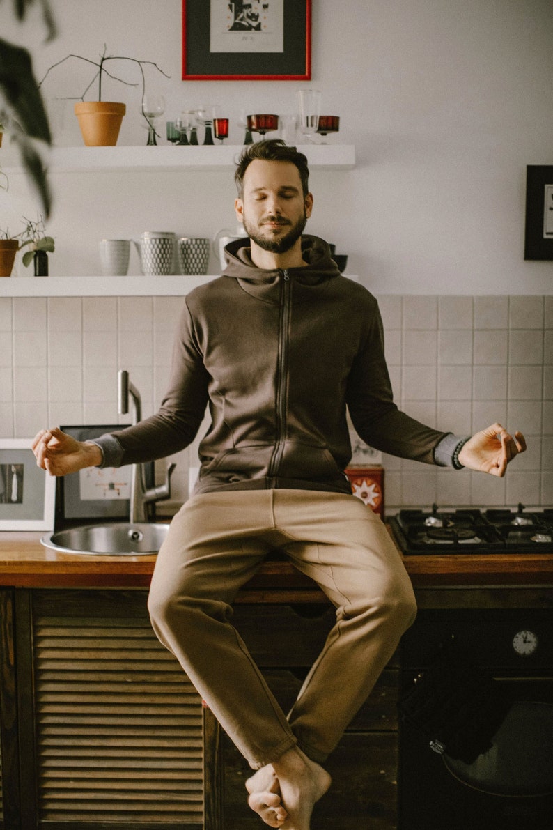 Mens Clothing, Zip up Hoodie, Birthday Gift for Him, Cotton Sweater for ...