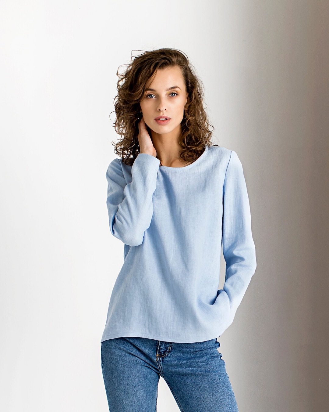 Linen Clothing, Linen Blouse, Womens Clothing, Light Blue Top ...