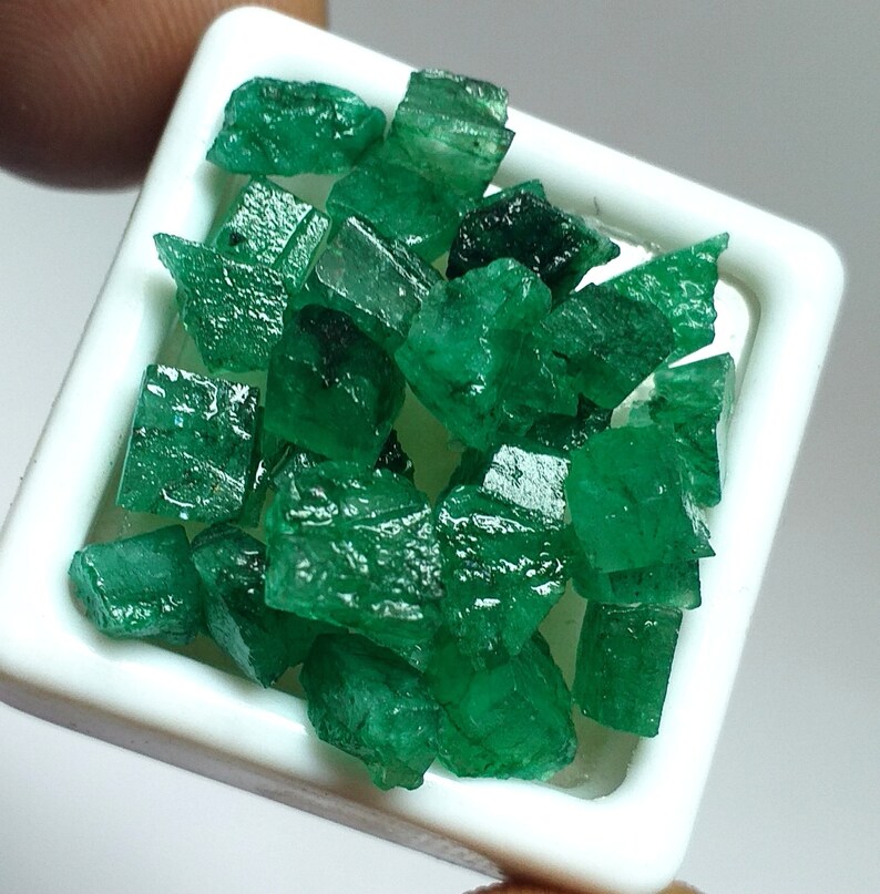 Natural Zambian Green Emerald Rough Loose Gemstone Lot | Etsy