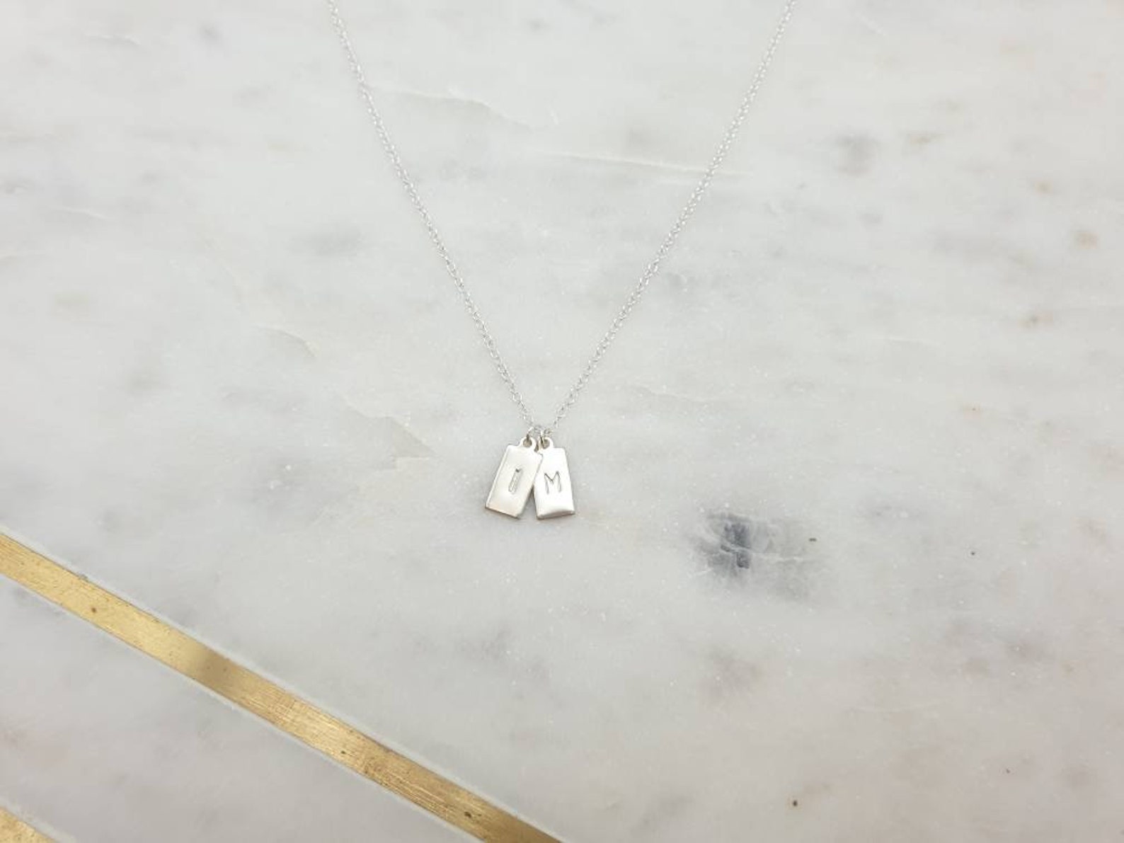 Personalised Rectangle Necklace Sterling Silver Small Silver - Etsy ...