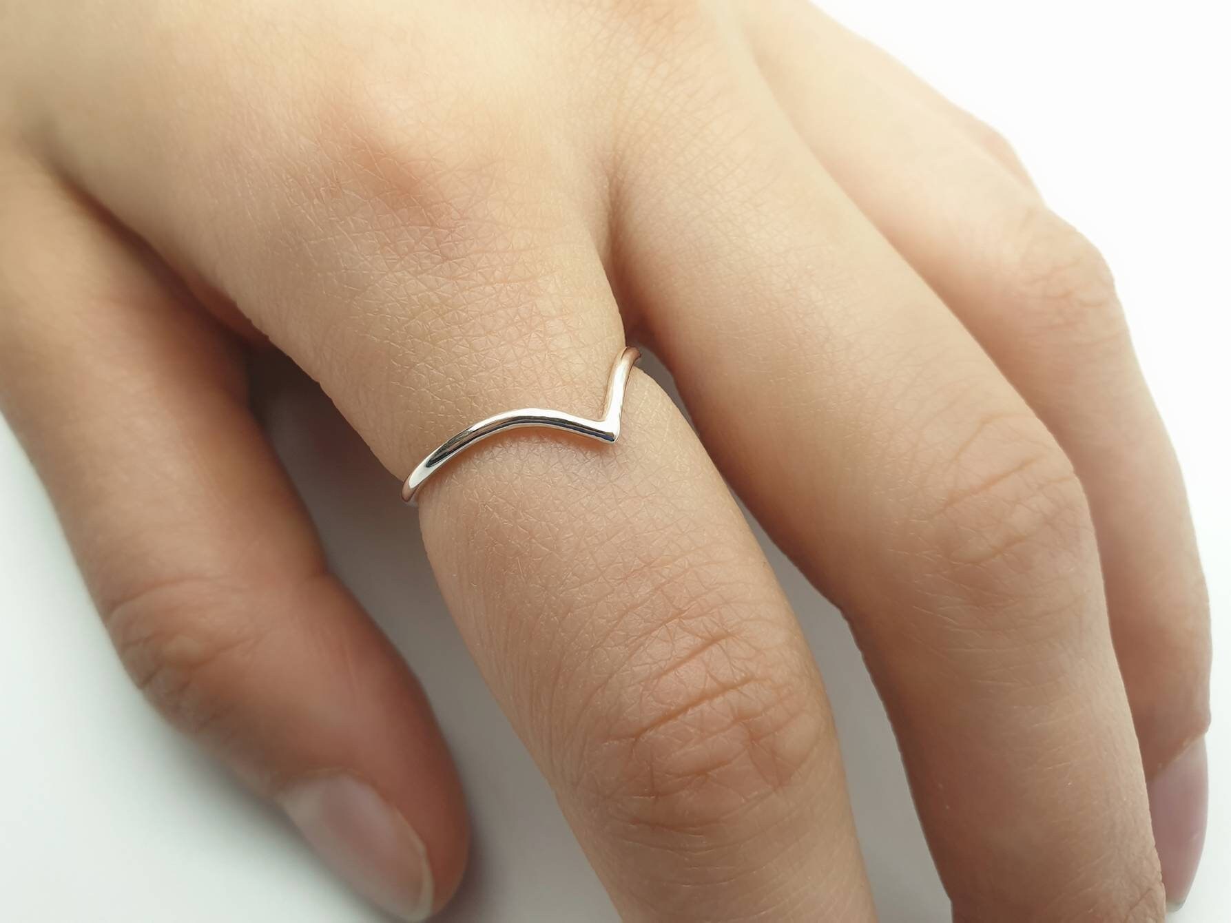 Silver Chevron Ring Hammered or Smooth Sterling Silver Ring - Etsy ...