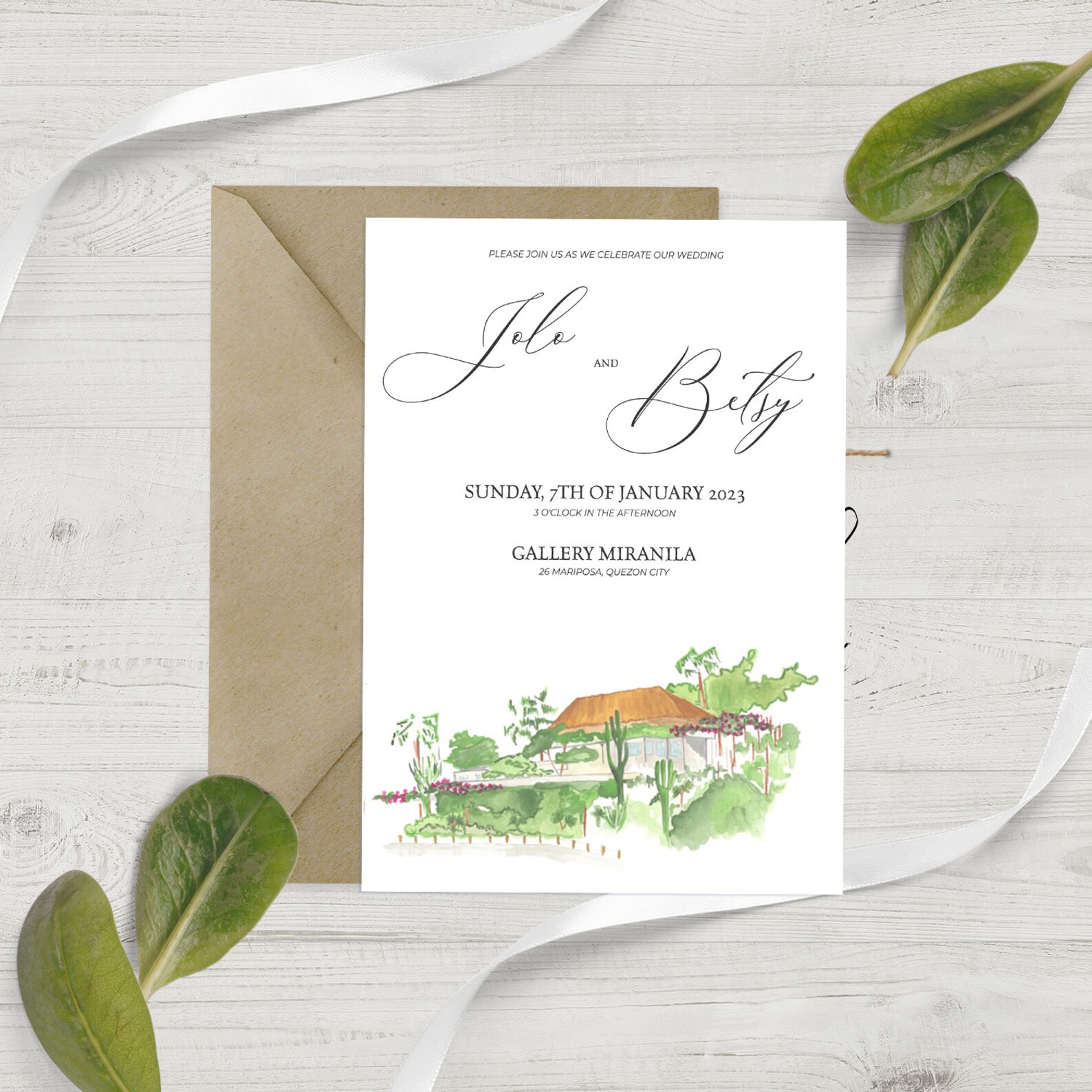 Hand Painted Wedding Venue Save the Date | Custom Illustration (digital ...