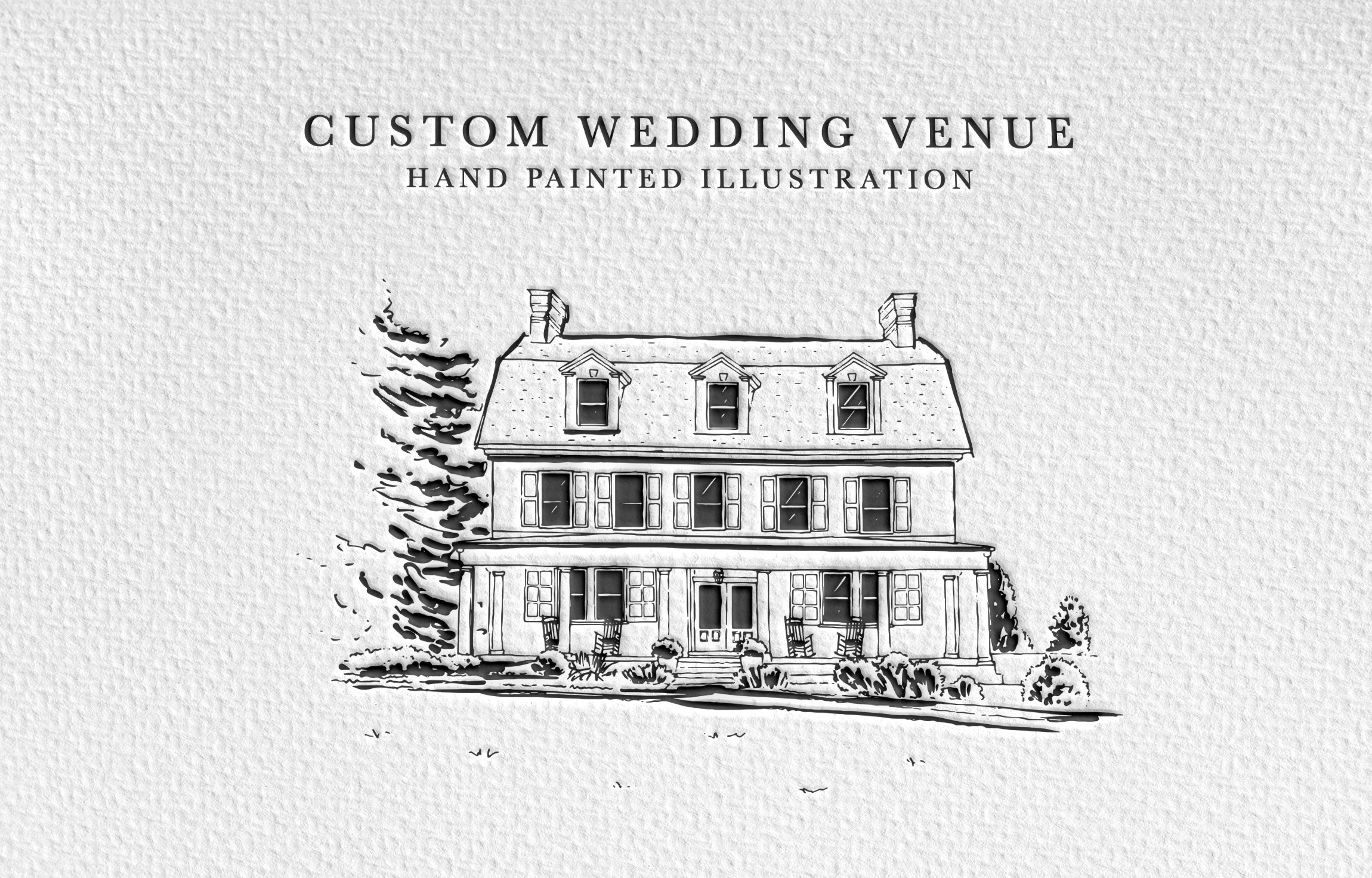 Hand Drawn Line Drawing, Custom Wedding Church, Venue Illustration ...