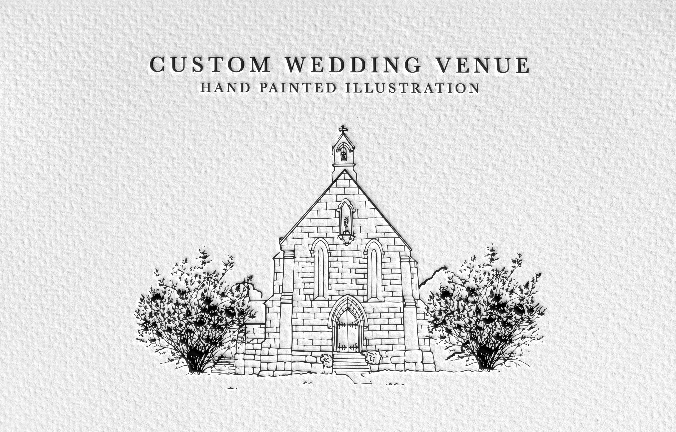 Hand Drawn Line Drawing, Custom Wedding Church, Venue Illustration ...