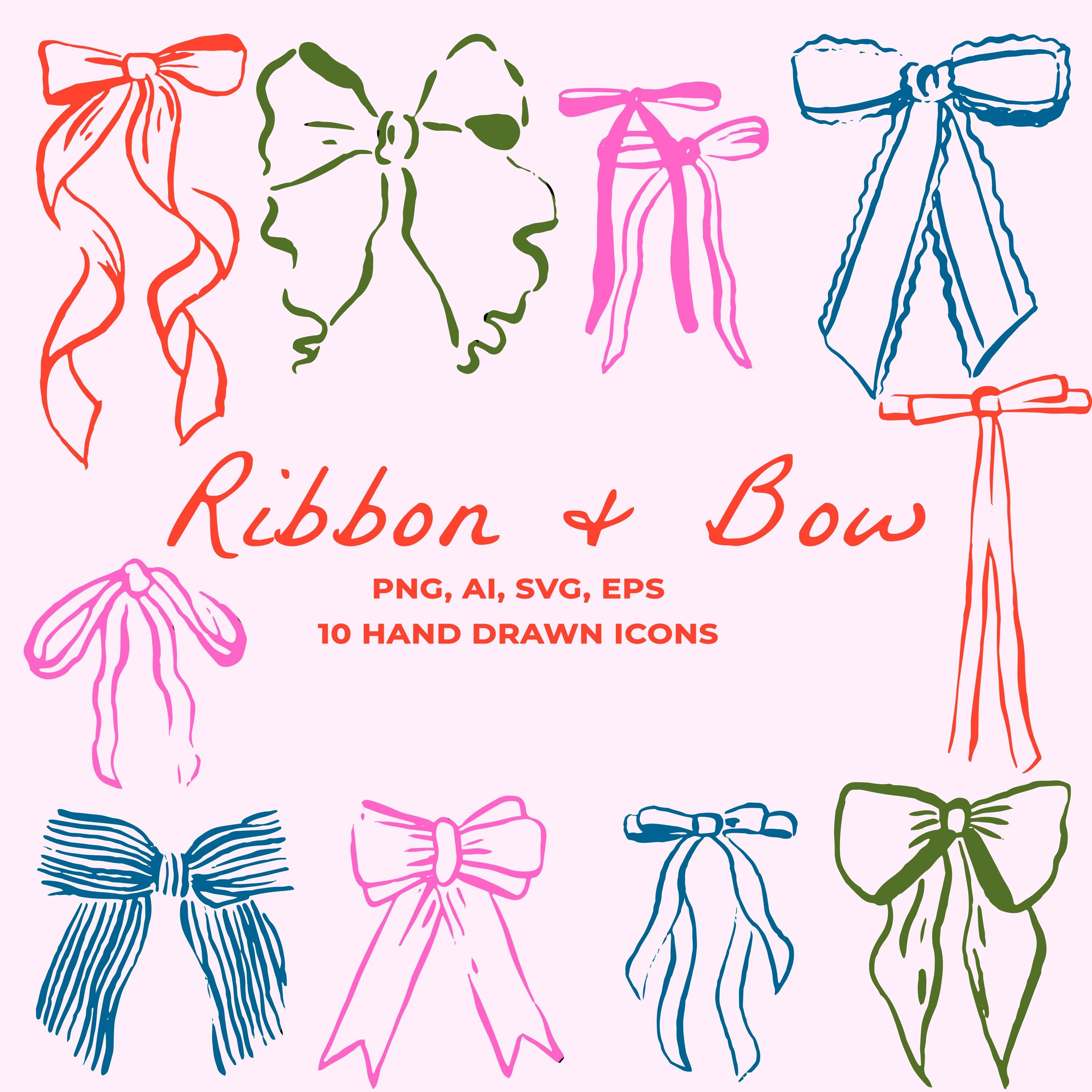Hand Drawn Wedding Ribbon With Bow Clipart in SVG, Whimsical ...
