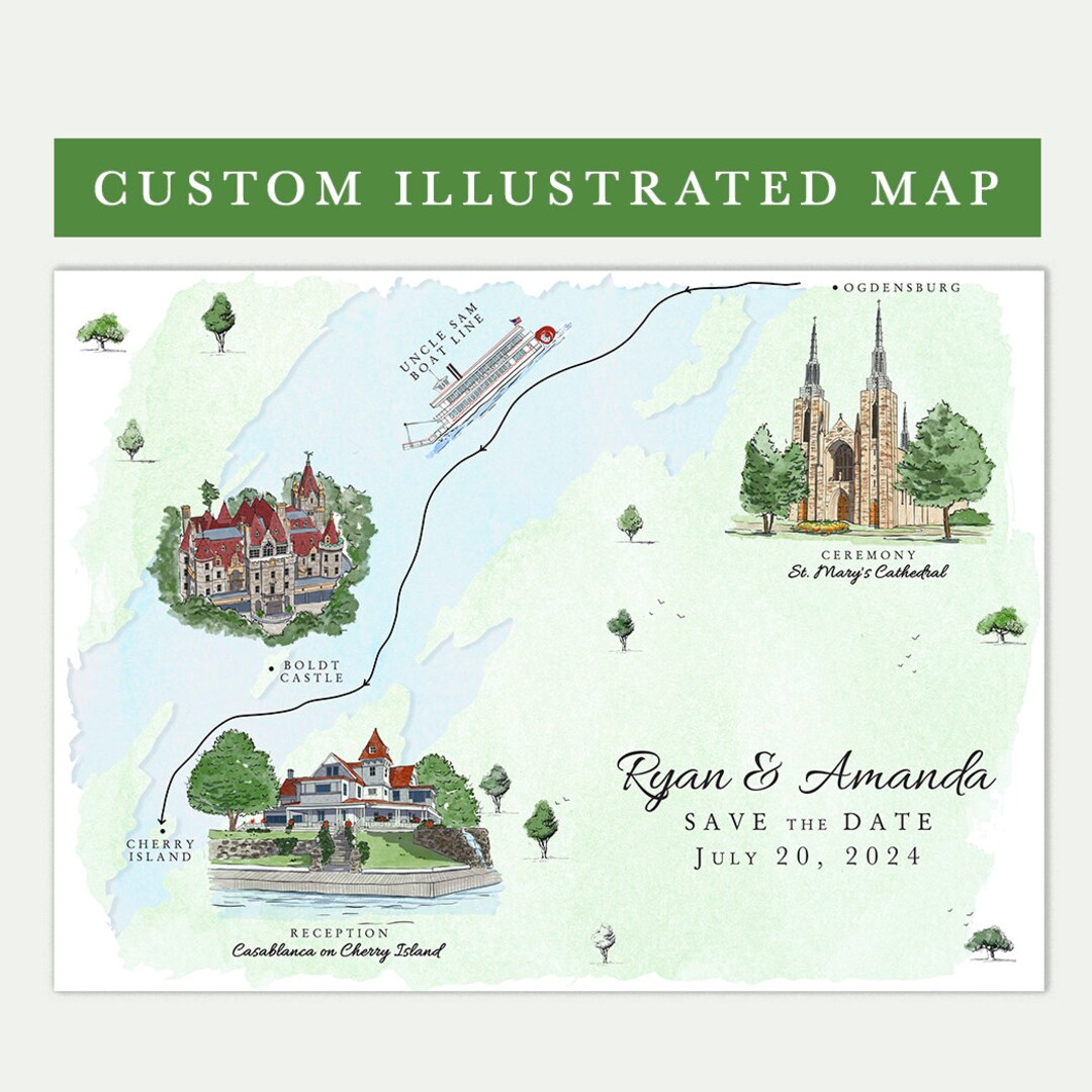 Watercolor Wedding Map, Hand Drawn Wedding Map, Bespoke Map - Etsy