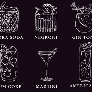6 Hand Drawn Cocktail Illustrations, SVG & PNG Files, Drink Clip Art ...