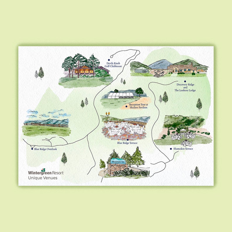 Custom Illustrated Wedding Map, Wedding Map, Watercolor Map, Save the ...