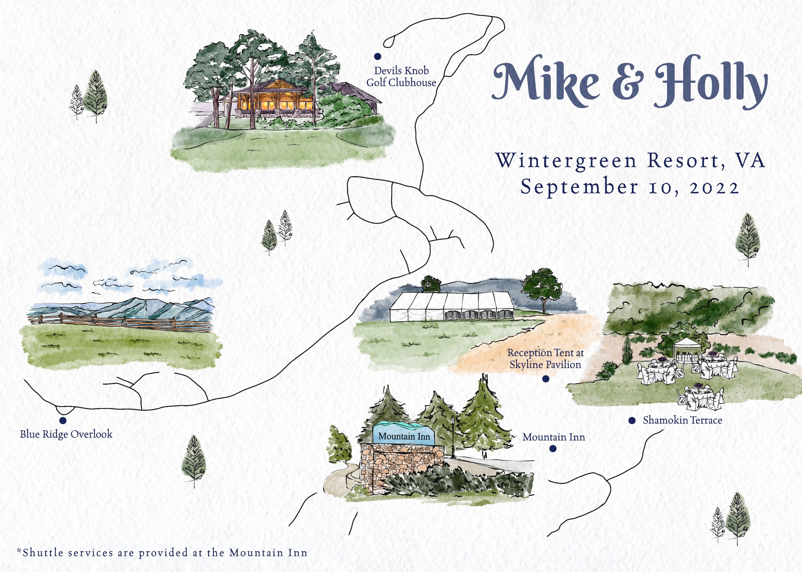 Custom Wedding Map With 5 Venues | Custom Wedding Invitation Map - Etsy