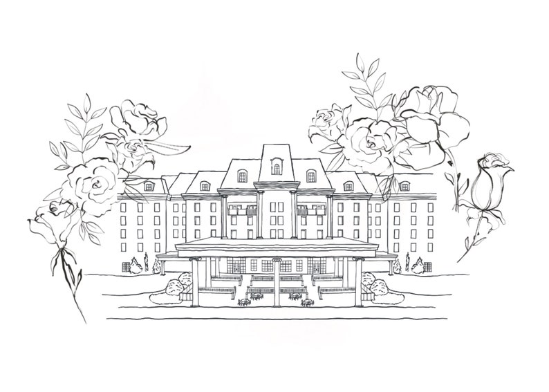 Custom Wedding Venue Outline, Black&white, Lights - Etsy