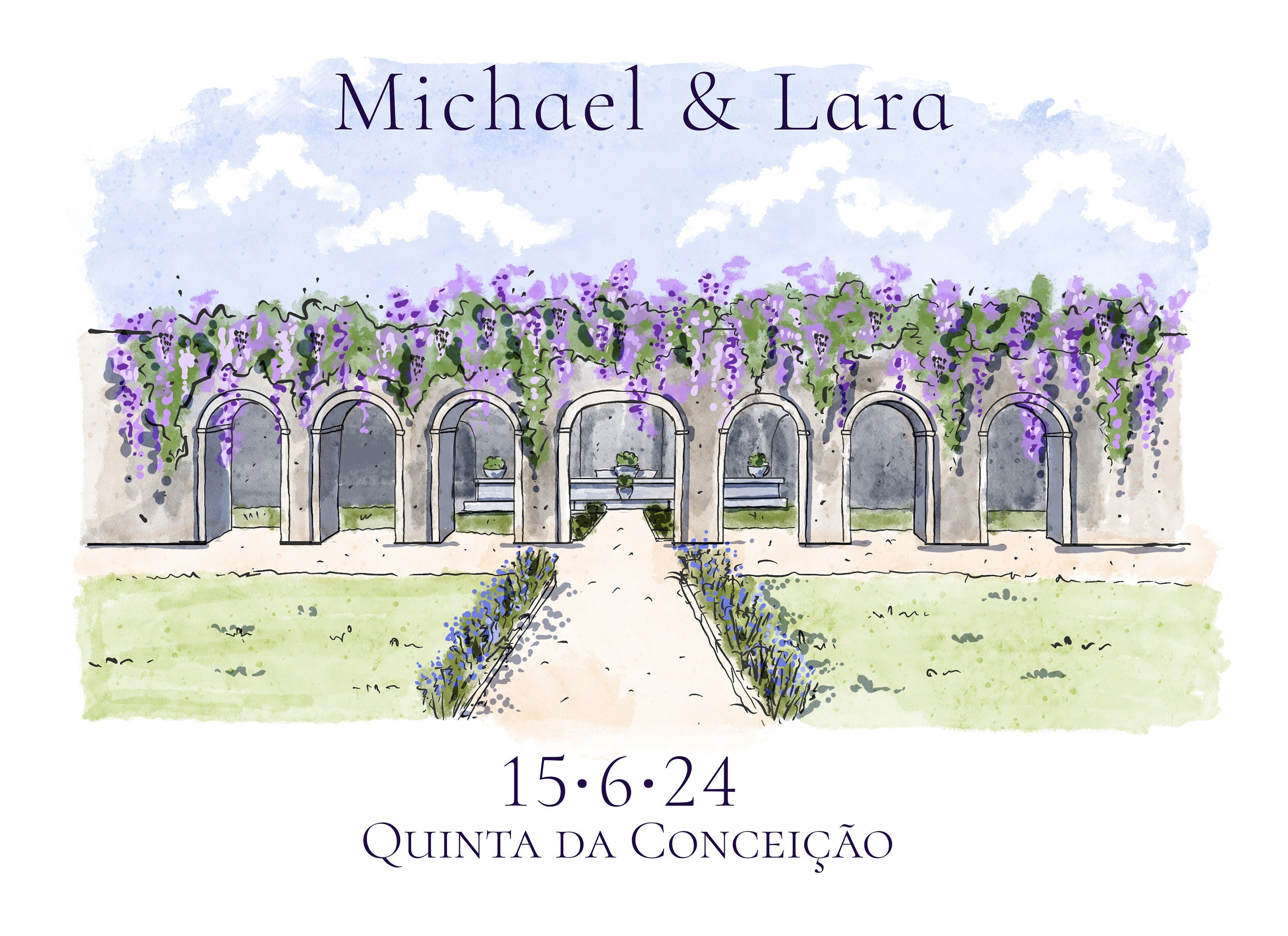 Hand Drawn Wedding Venue Illustration | Custom | Digital - Etsy