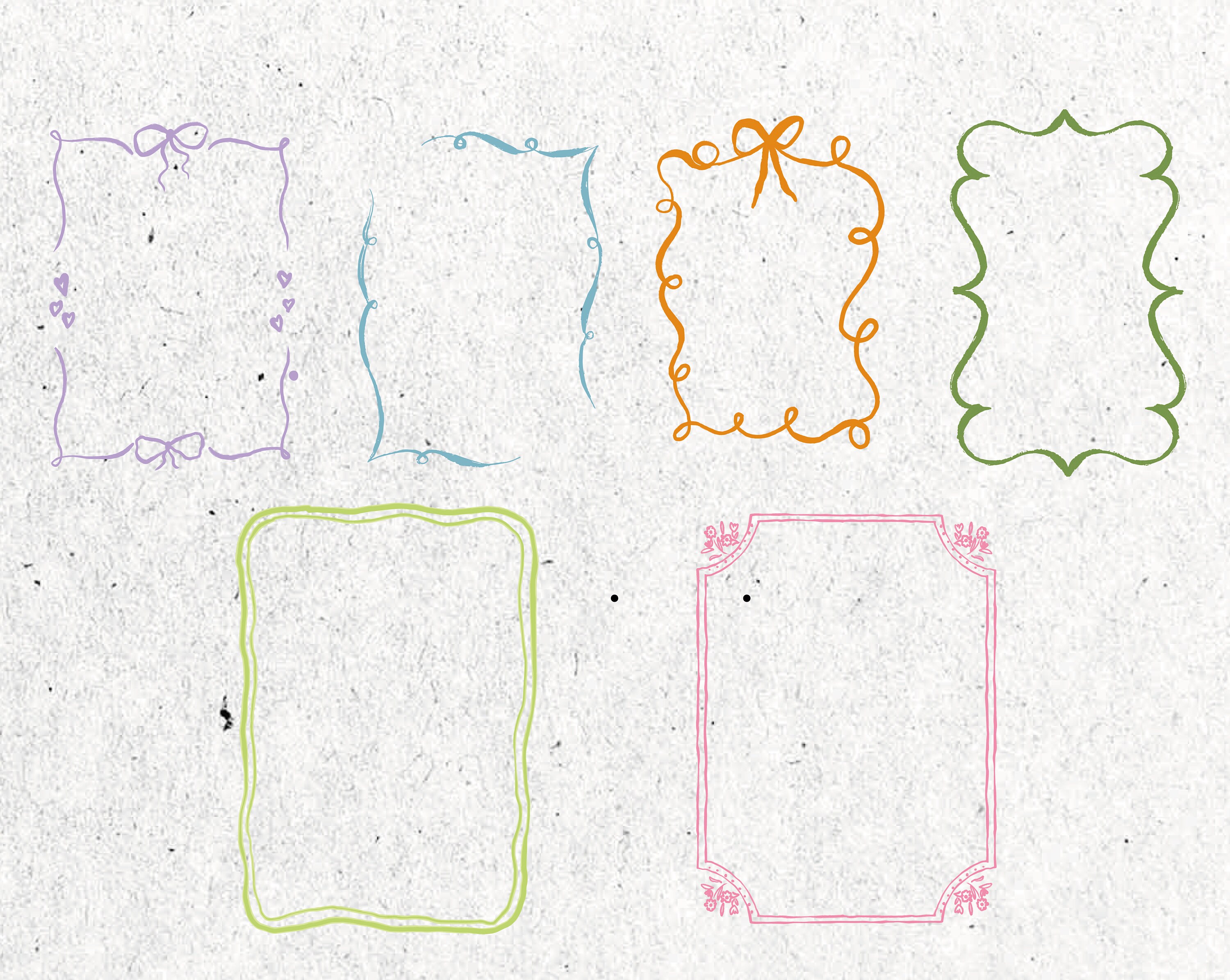Hand Drawn Whimsical or Quirky Style Frames, SVG PNG Bundle, Editable ...