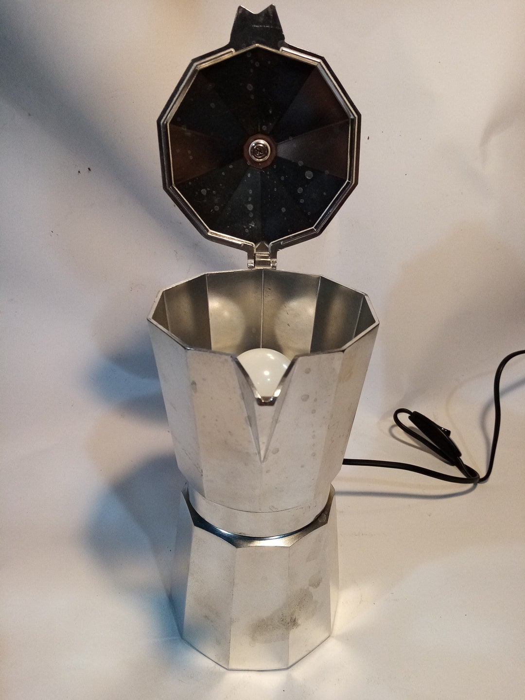 Handmade Lamp, Table Lamp, Coffee Maker Lamp, Grey Lamp, Coffee Maker ...