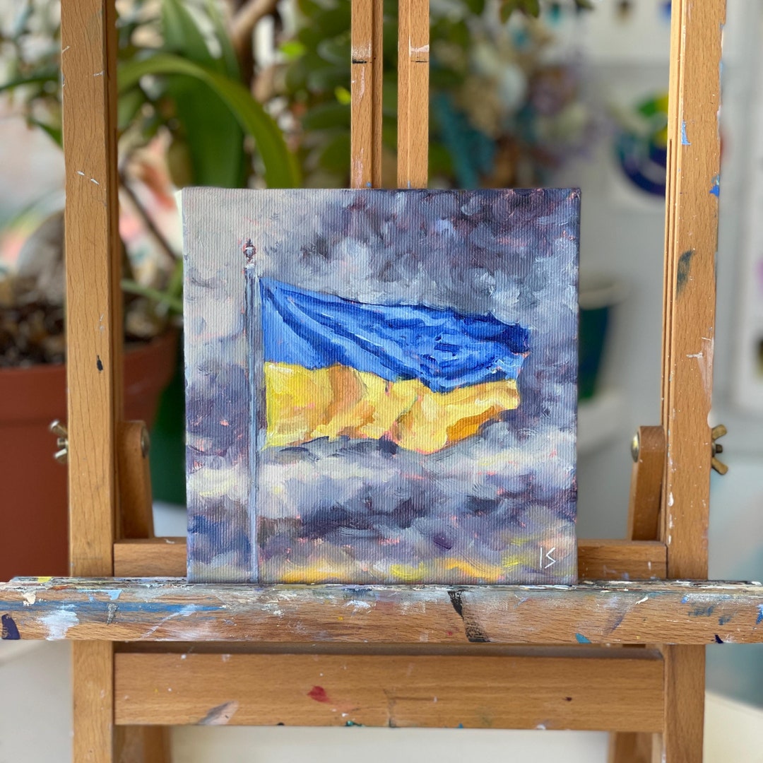 Ukrainian Flag Painting, Ukraine Flag, Patriotic Painting, Hand Painted ...