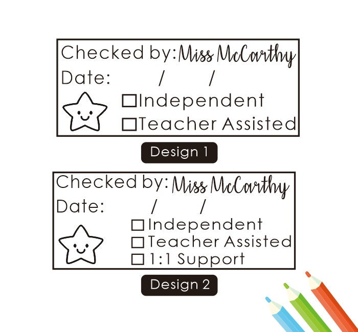 Personalised Teacher Checked Stamp Checked by With Teacher | Etsy