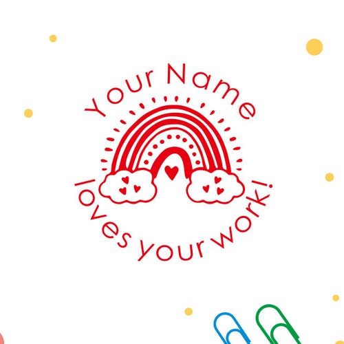 Personalised Teacher Stamps Rainbow Stamps Custom Teacher - Etsy