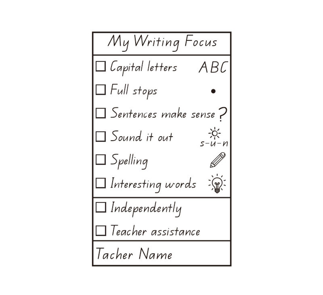 Custom Teacher Checklist Stamps, My Writing Focus Stamps, Personalised ...