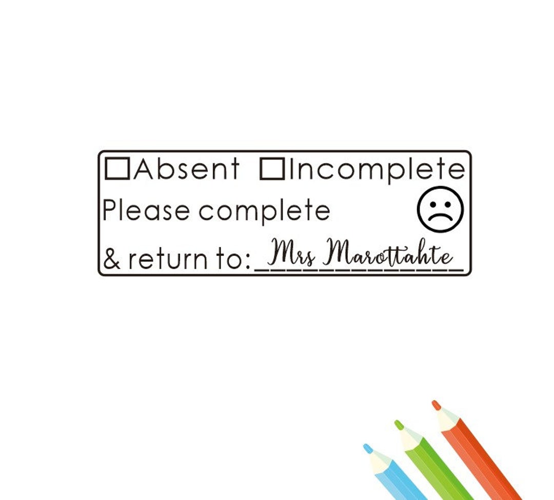 Personalised Teacher Stamps, Adsent Incomplete Stamps, Custom Teacher ...