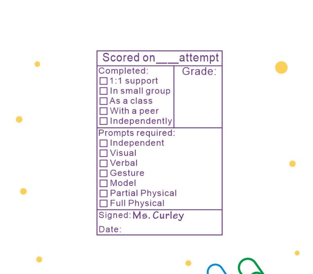 Personalised Teacher Stamps, Teacher Checklist Stamp, Scored on Attempt ...