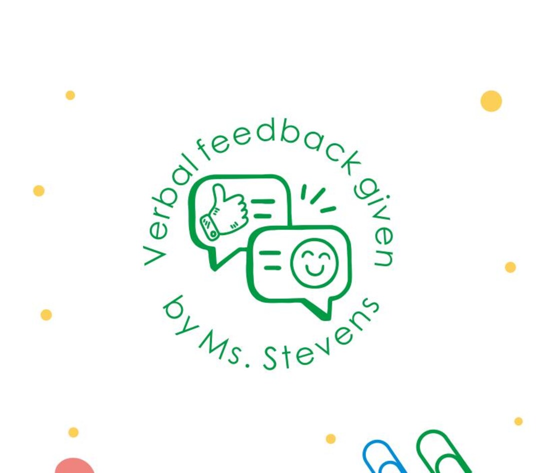 Personalised Teacher Stamps, Verbal Feedback Given Stamp, Verbal ...