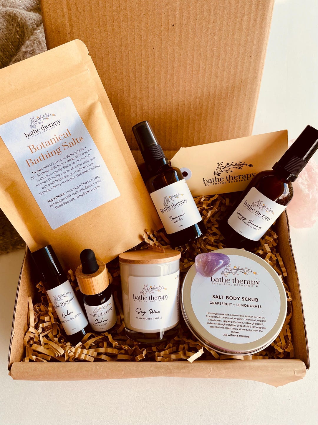 Spa Wellness Gift Box | Tranquil Ritual Bath Set With Candle, Oils ...