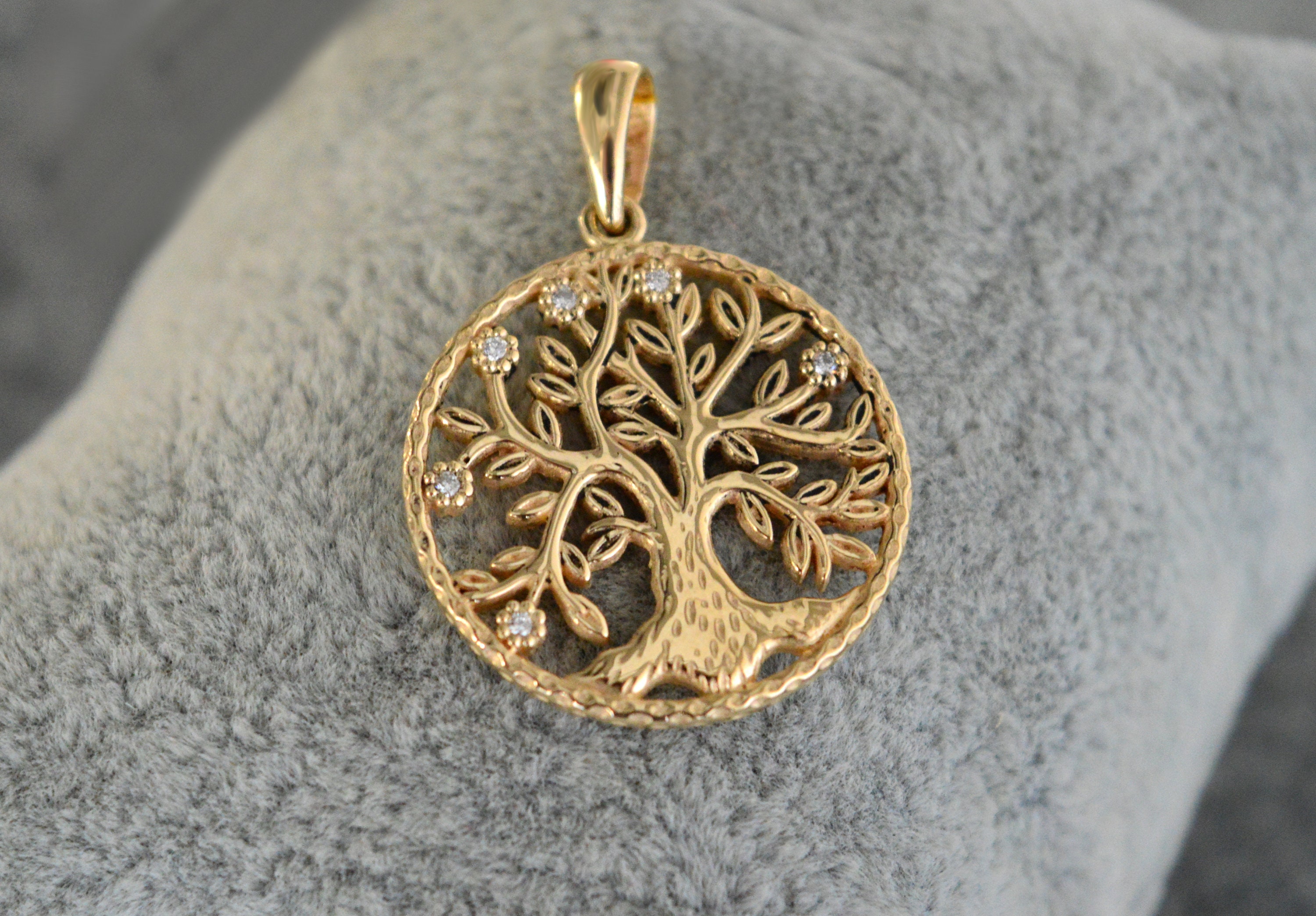 Solid Rose Gold Family Tree Pendant / Solid 14 K Gold Pendant/ - Etsy