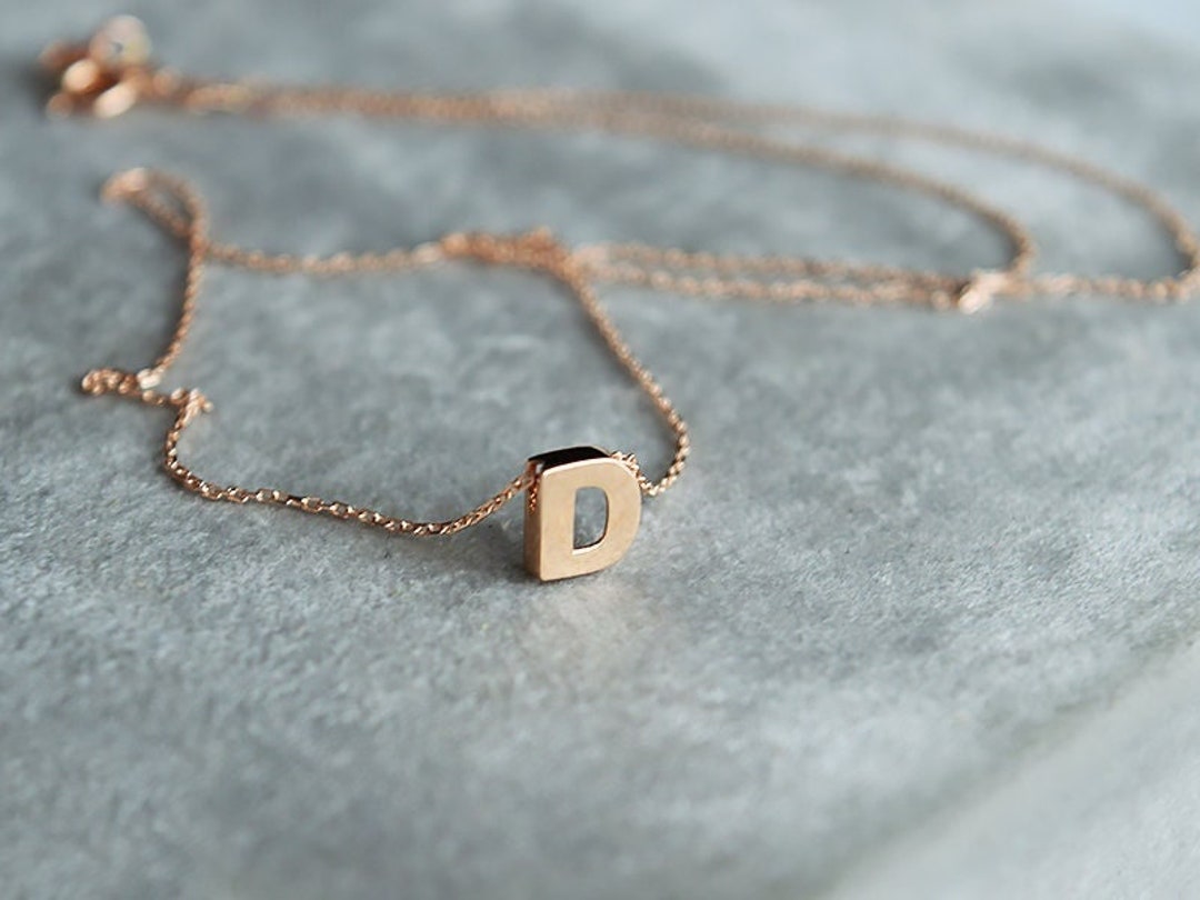 Rose Gold D Letter Necklace / Gold Letter Pendant / Gold D Letter Charm ...