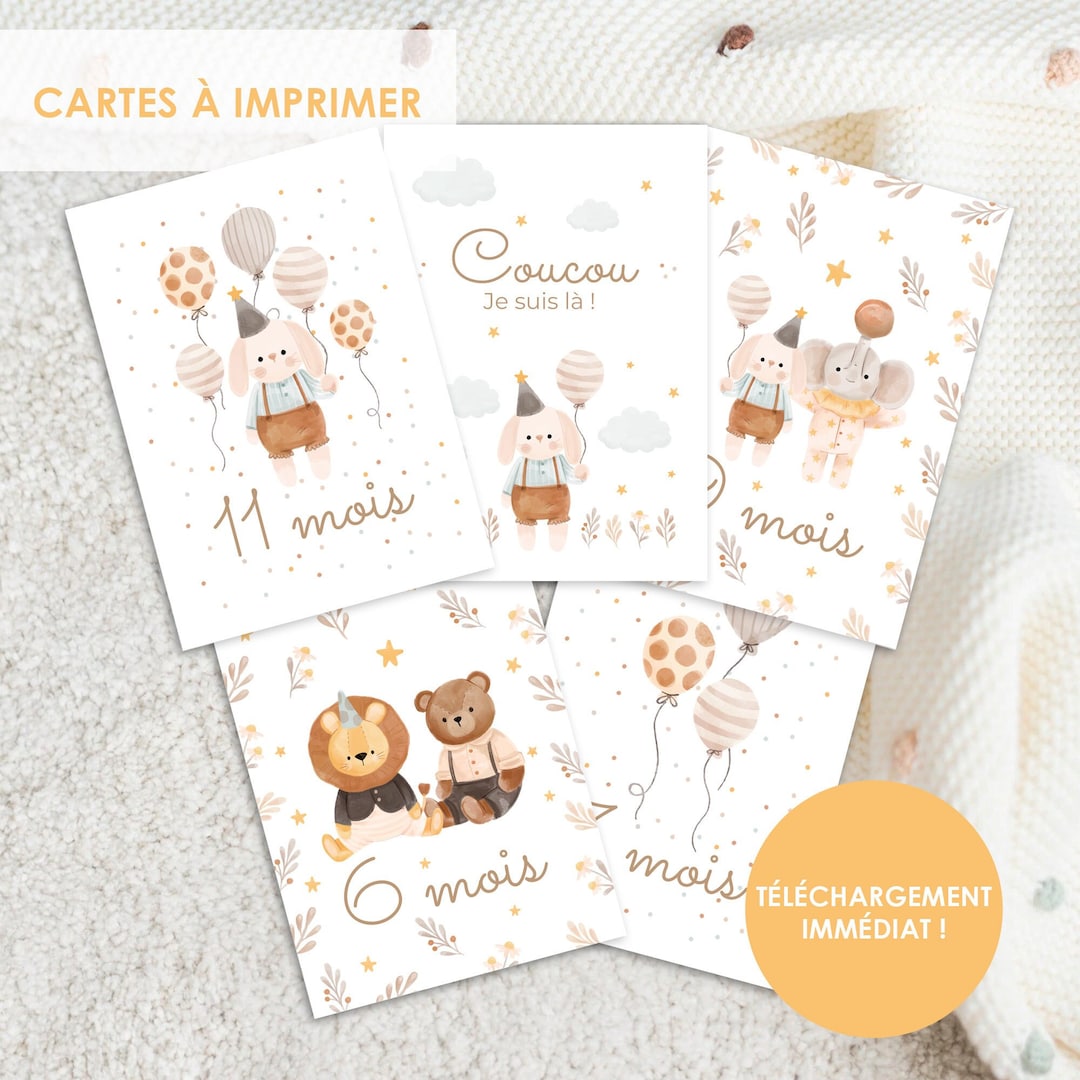Cartes étapes bébé, carte de naissance, cartes mois bébé, carte bébé ...