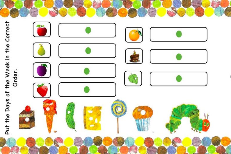 The Very Hungry Caterpillar Days of the Week - Etsy Australia