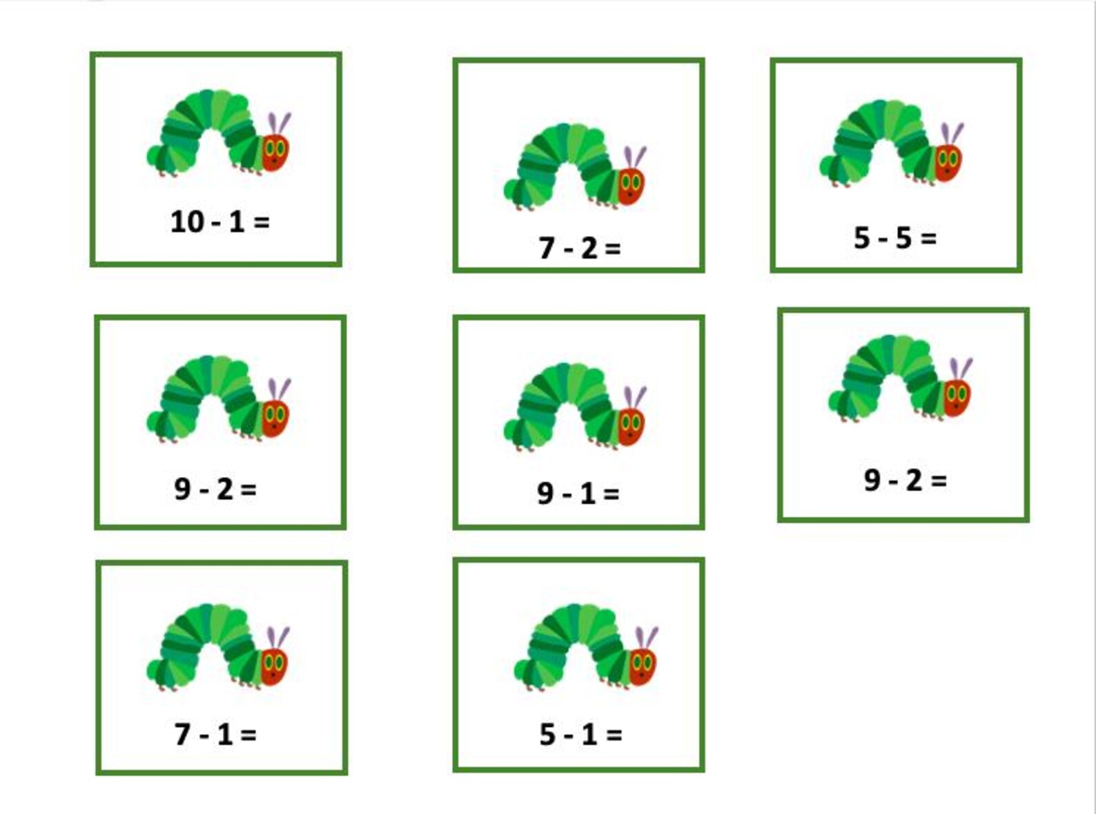The Very Hungry Caterpillar Subtraction - Etsy