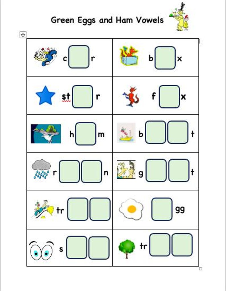 Green Eggs and Ham Vowels - Etsy