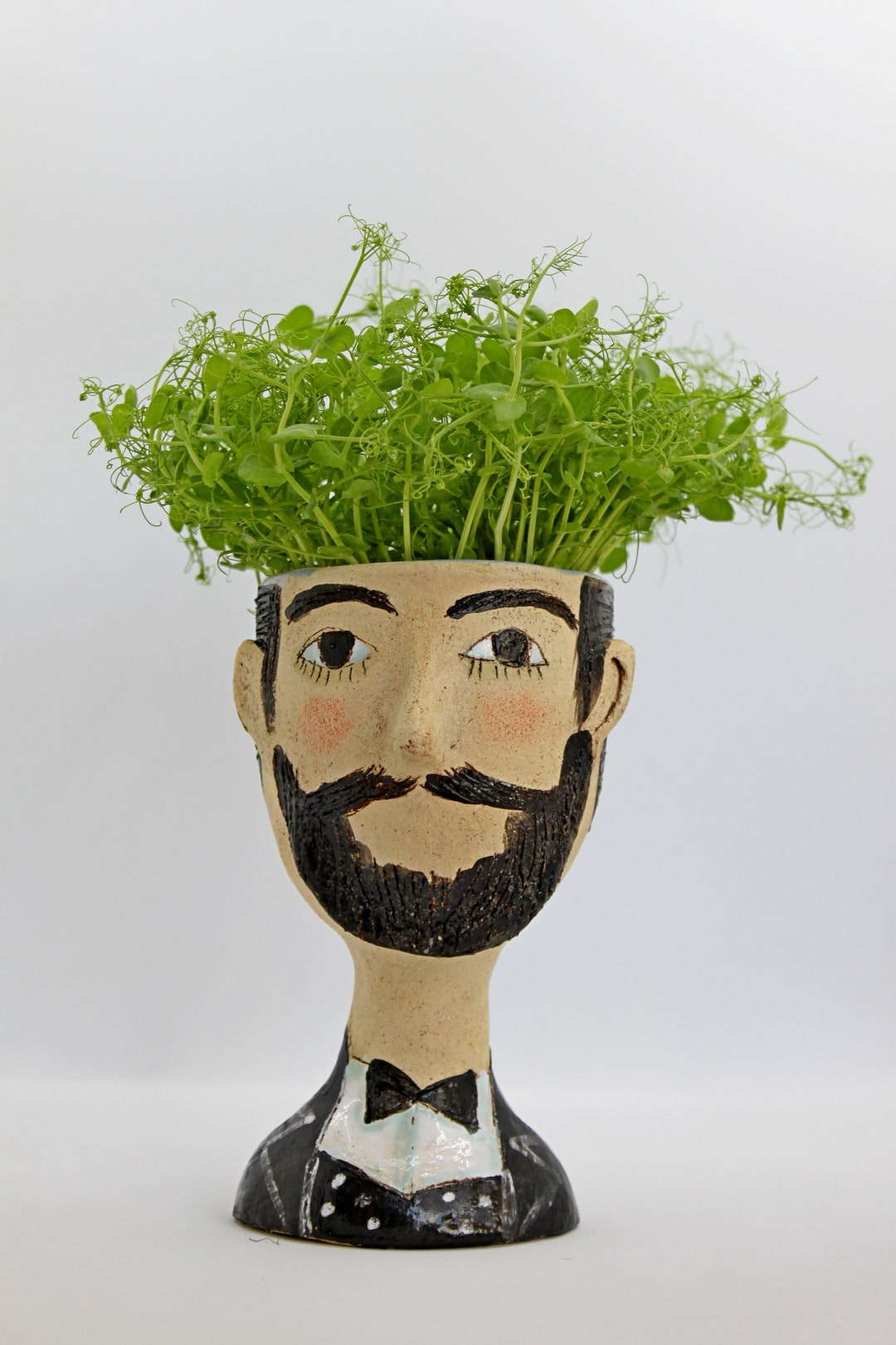 Male Head Planter Pot, Retro Man Face Vase Planter, Dried Flowers ...
