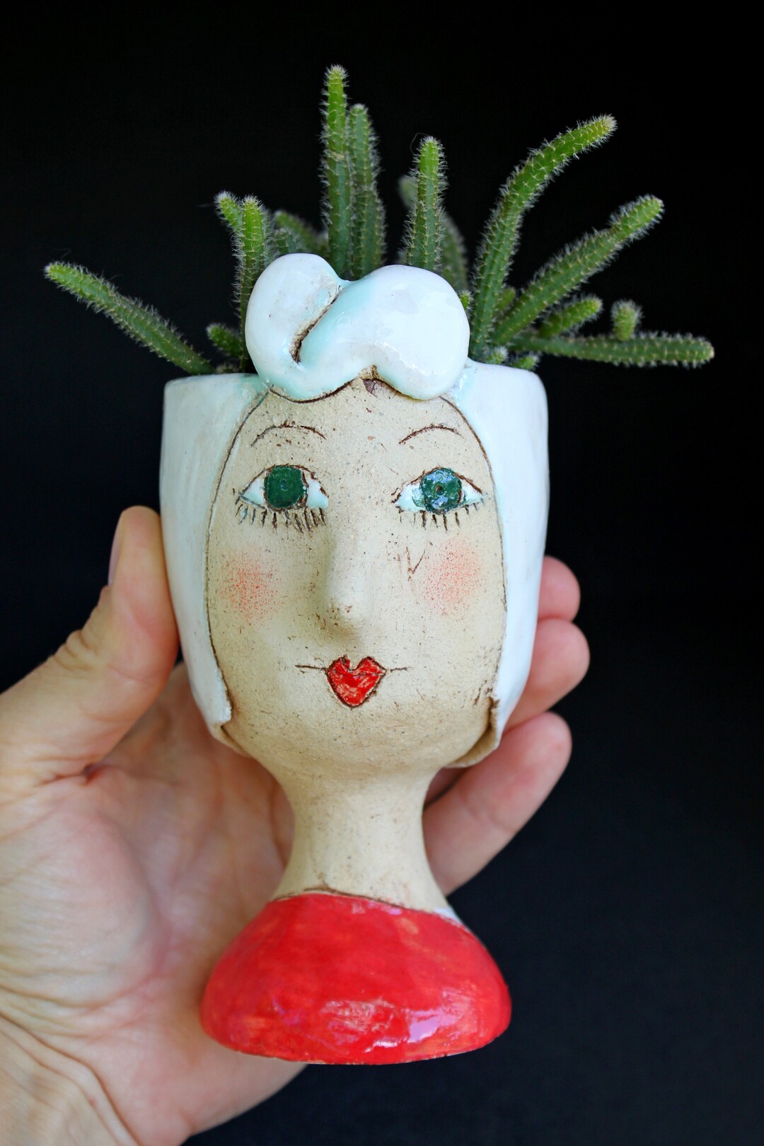 Ceramic Planter, Air Plant Holder, Retro Lady Planter, Desk Decor ...