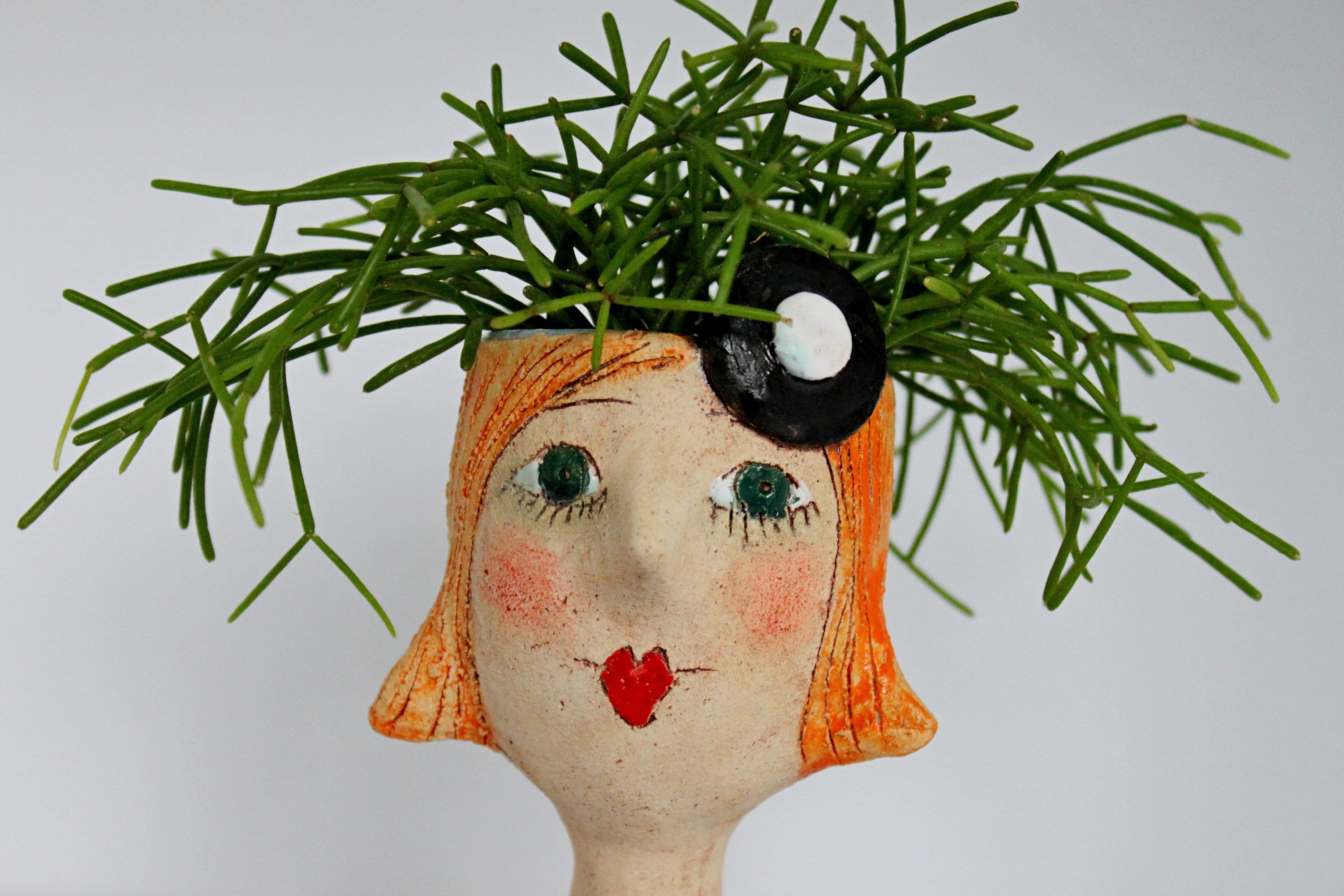 Lady Face Flower Pot Head Planter Black and White Blondy Lady - Etsy