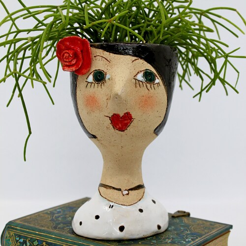 Black and White Lady Face Planter Pot Retro Lady Unique - Etsy