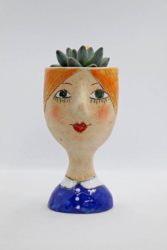 Lady Face Planter Pot Ceramic Female Head Mini Planter - Etsy