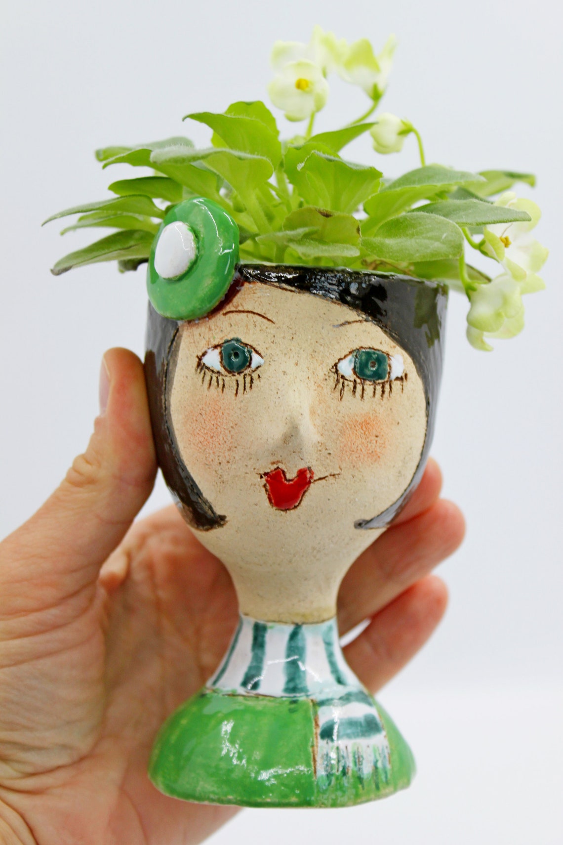 Lady Face Ceramic Planter Cactus Succulent Mini Planter Air - Etsy